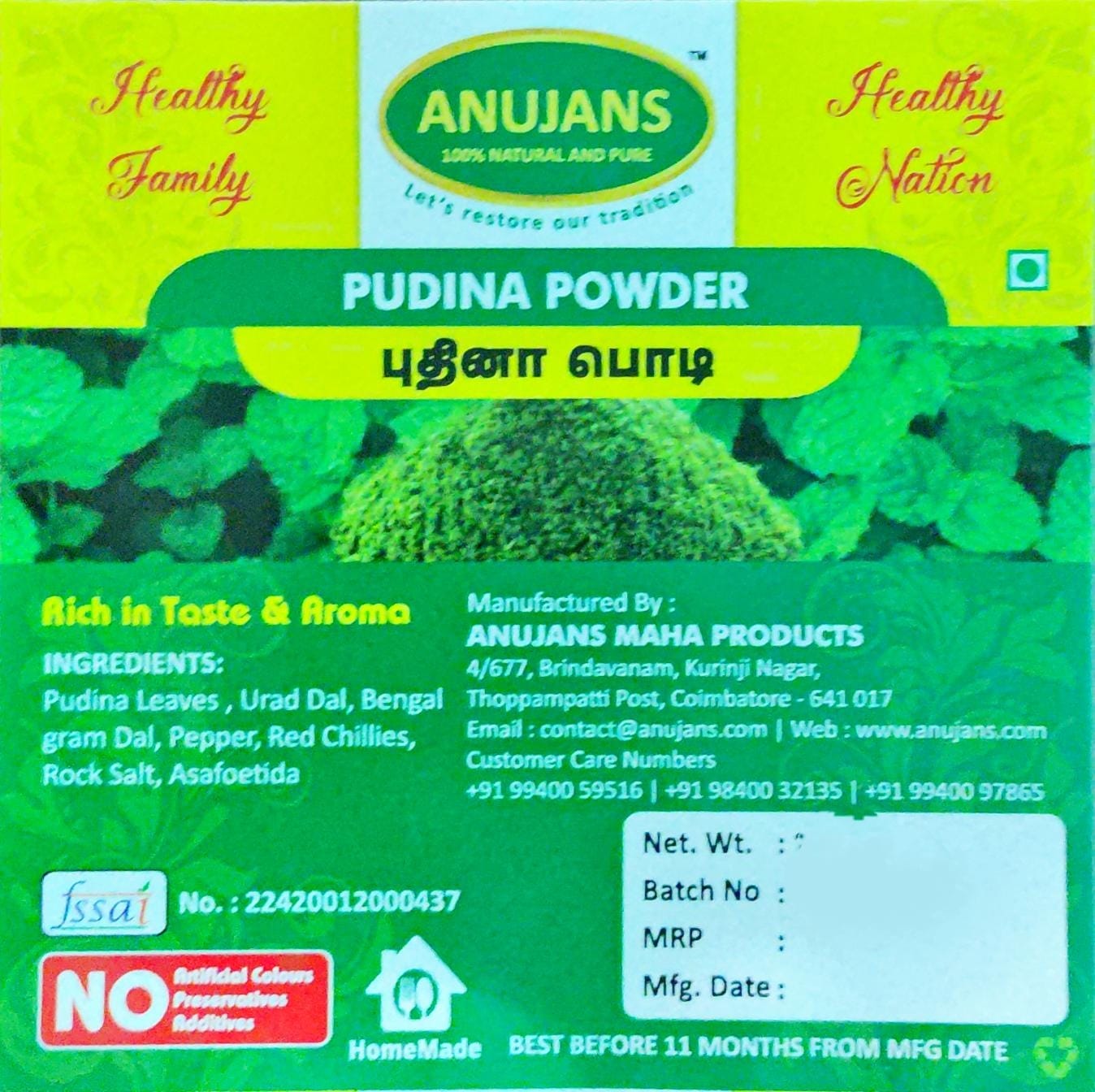 Pudina leaves Powder – Anujans